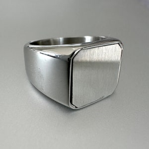 Square Face Polished Stainless Ring Mens Rings Signet Ring Fashion Ring ...