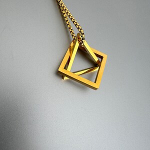 Mens Geometric Interlocking Triangle Square Pendant Necklace - Etsy