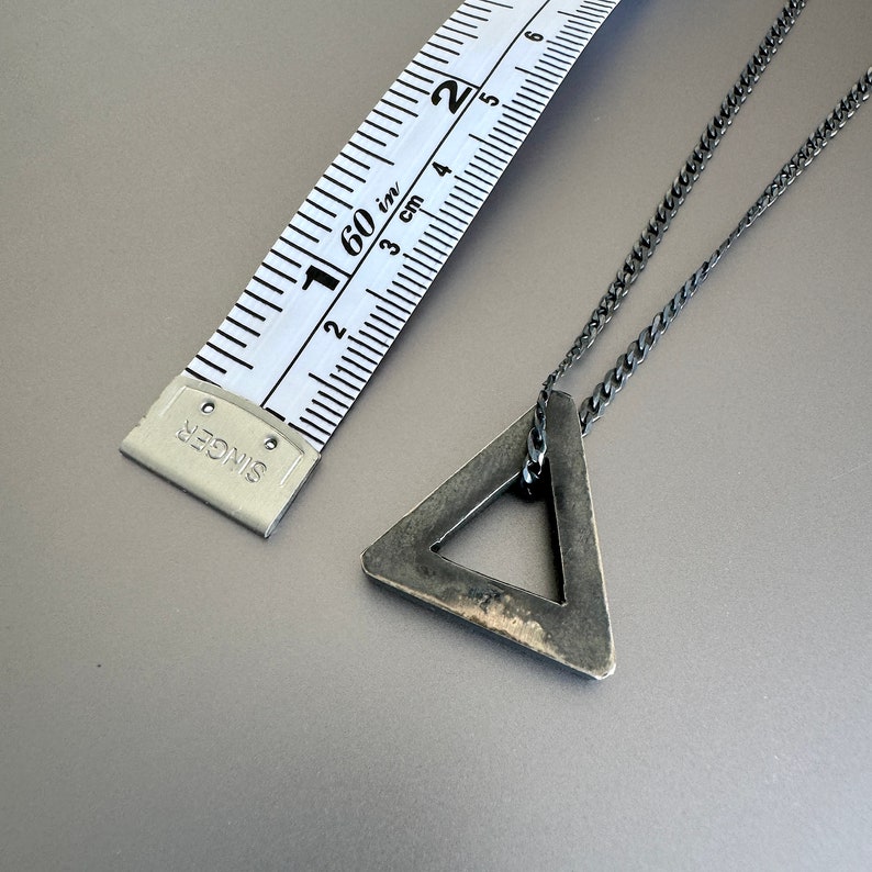 925 Sterling Silver Oxidized Rustic Triangle Pendant Necklace Sterling ...