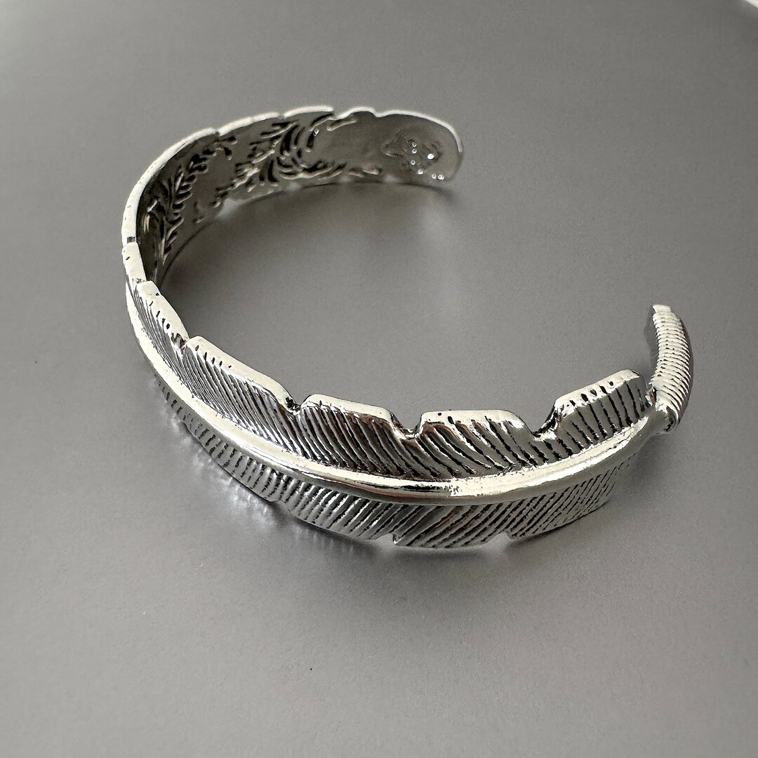 Men's Jewelry Gift: Feather Cuff Bracelet Stainless Steel - Etsy
