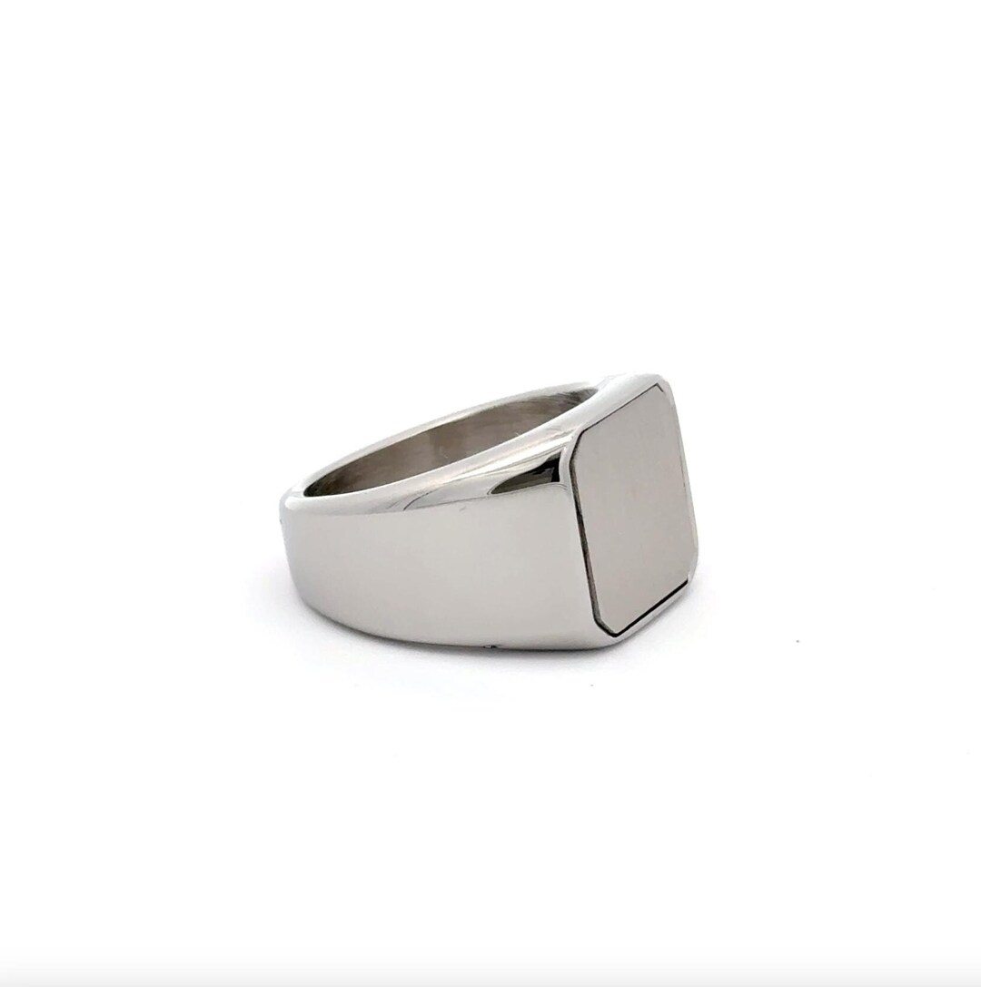 Square Face Polished Stainless Ring Mens Rings Signet Ring Fashion Ring ...