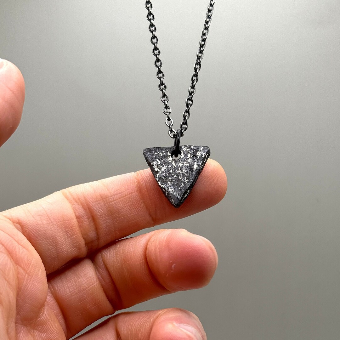 925 Sterling Silver Inverted Triangle Pendant Oxidized Rustic Finish ...