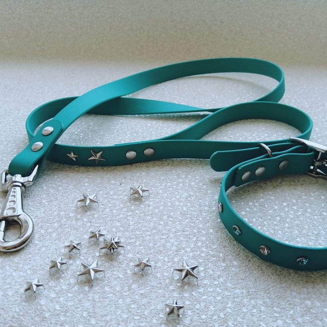 Rhinestone Adjustable Biothane Collar - Etsy UK