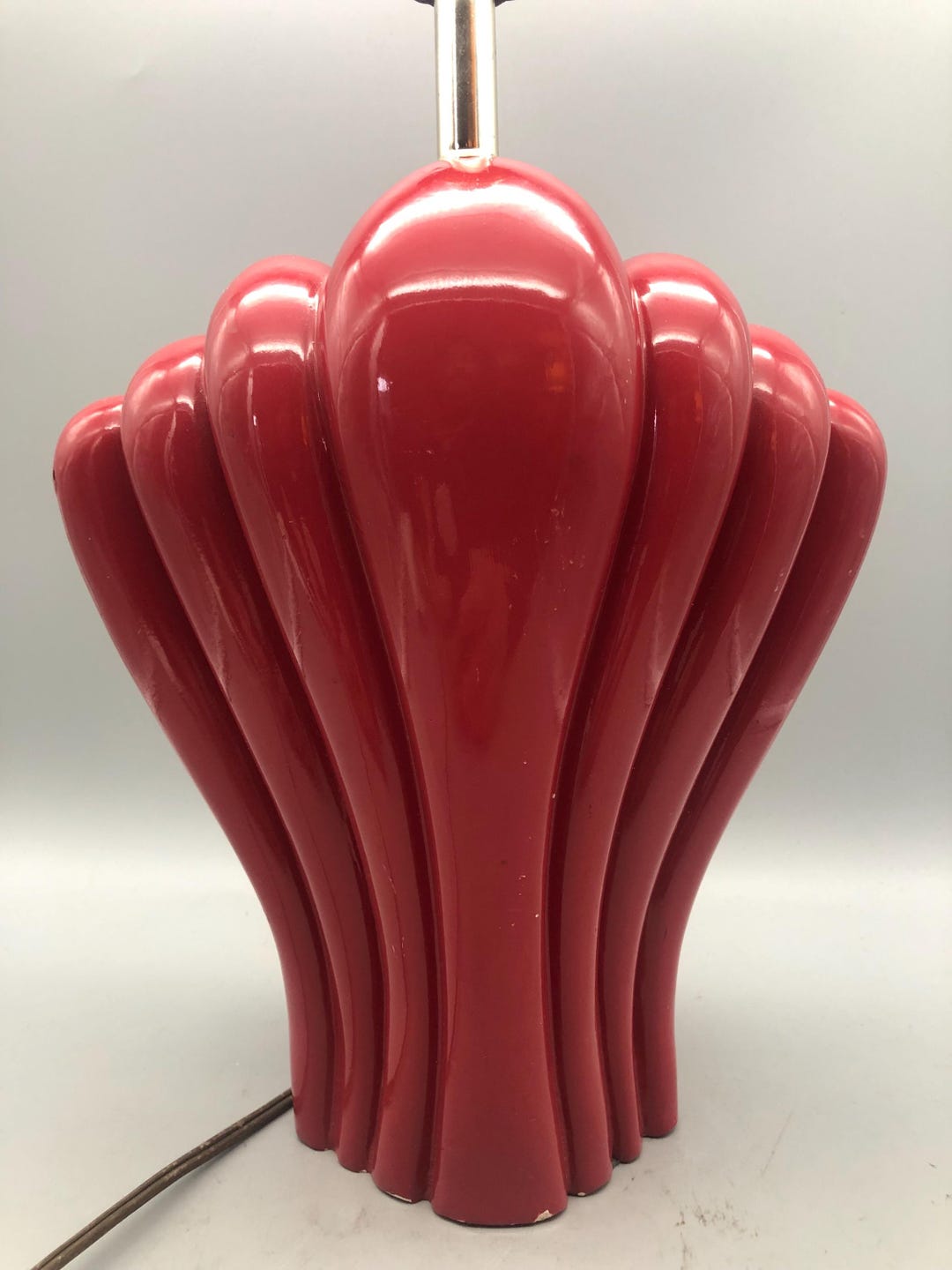 Vintage Red Ceramic MCM Table Lamp. - Etsy