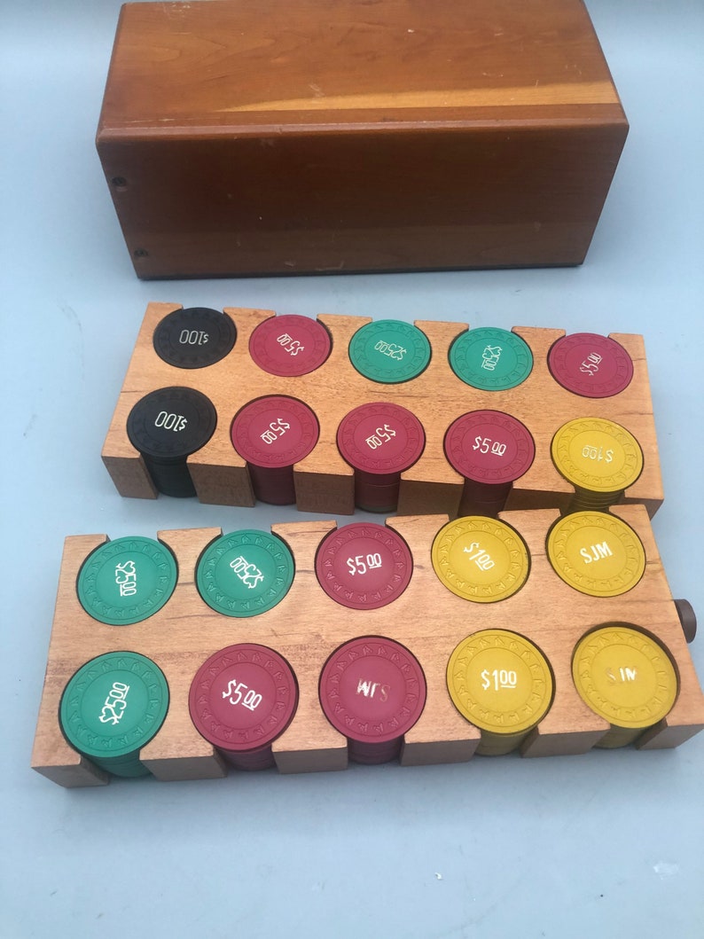 Vintage Hand Made Wood Poker Chip Holder. - Etsy