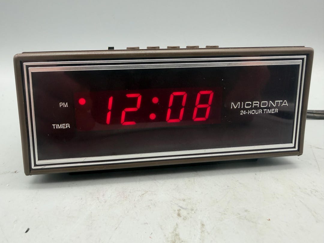 Vintage 1980s Micronta Digital 24-hour Alarm Clock Retro Faux Wood ...