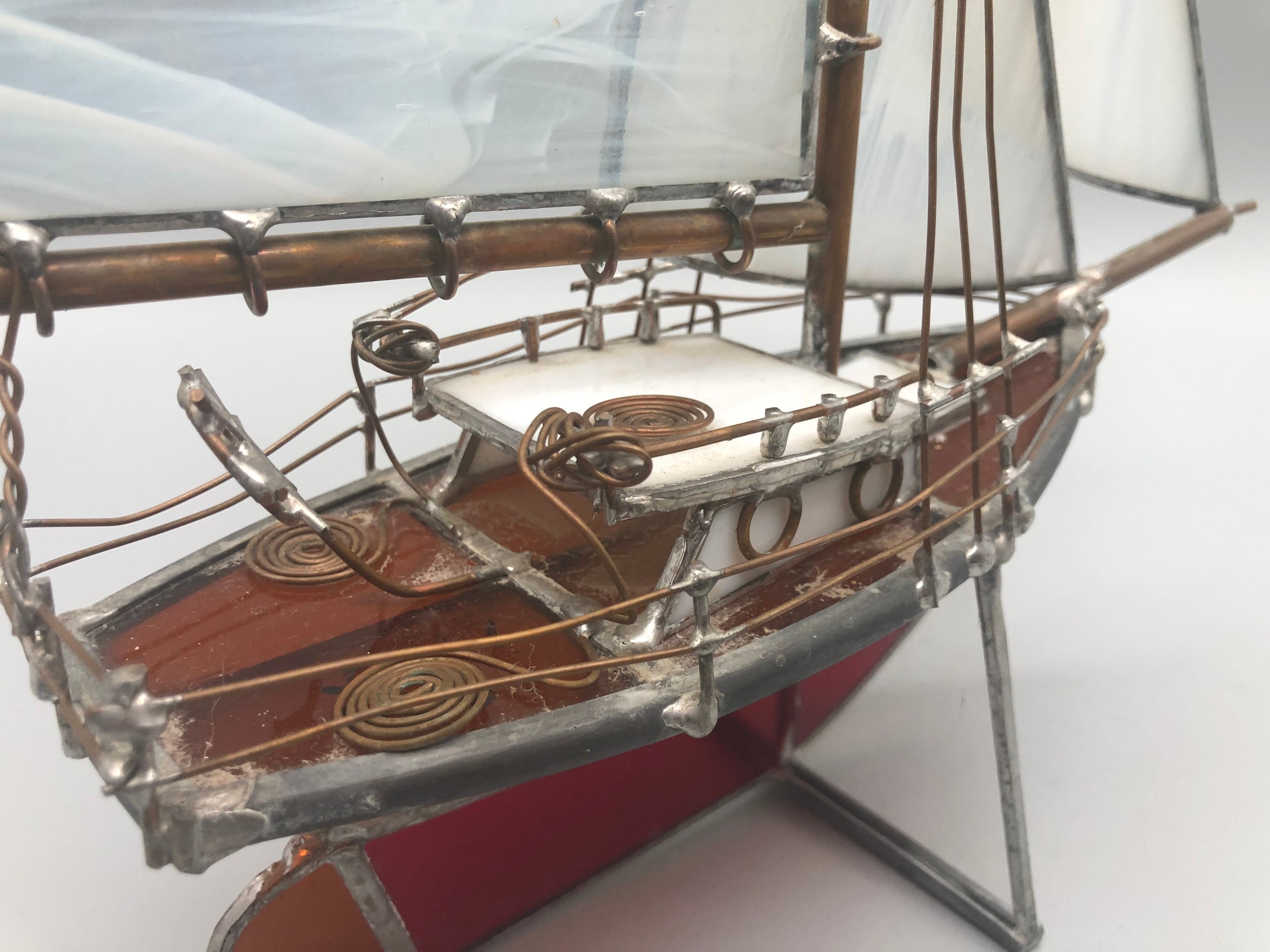 Vintage Stained Glass Sail Boat. - Etsy