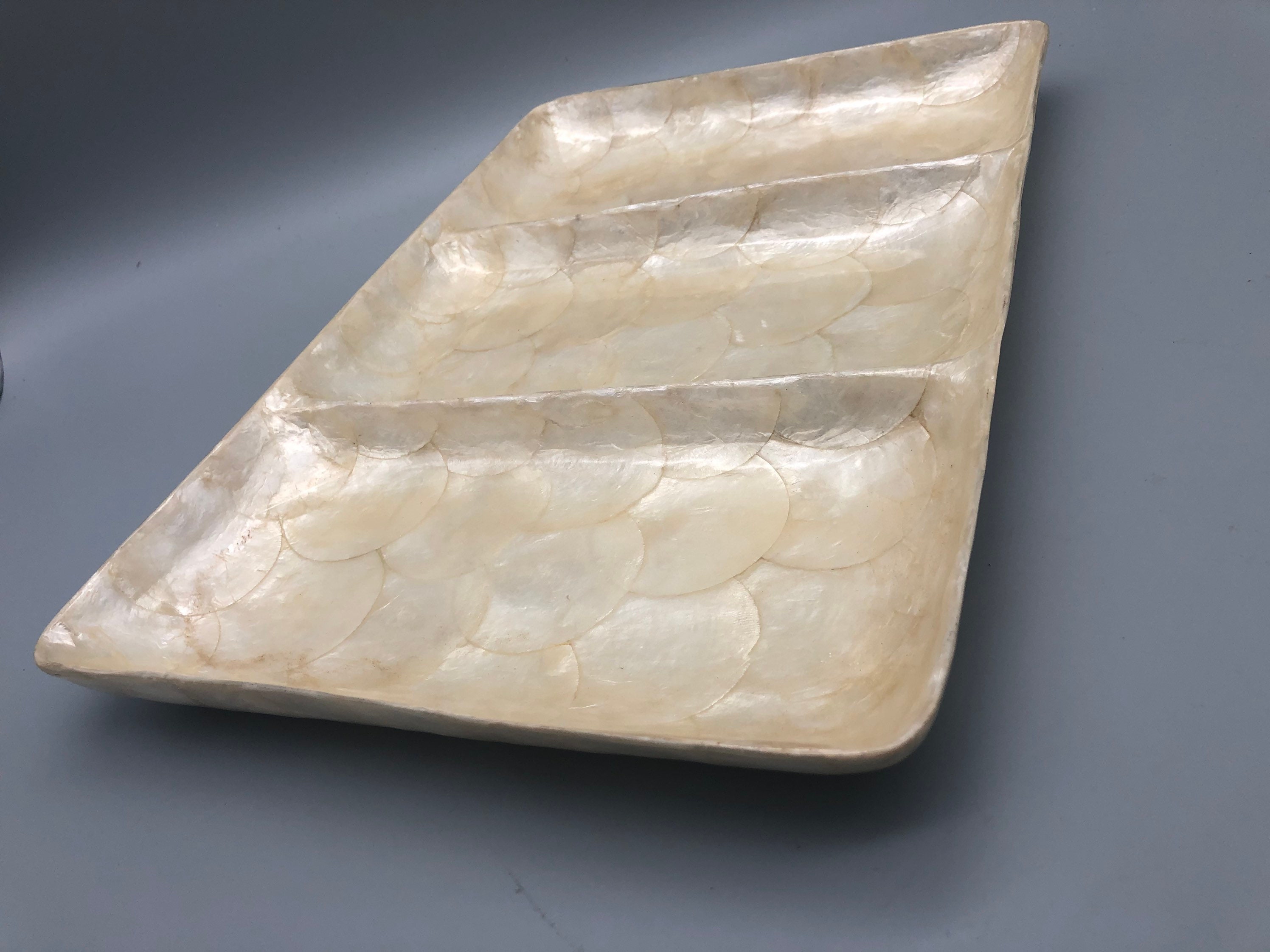 Vintage Capiz Shell Serving Tray Etsy