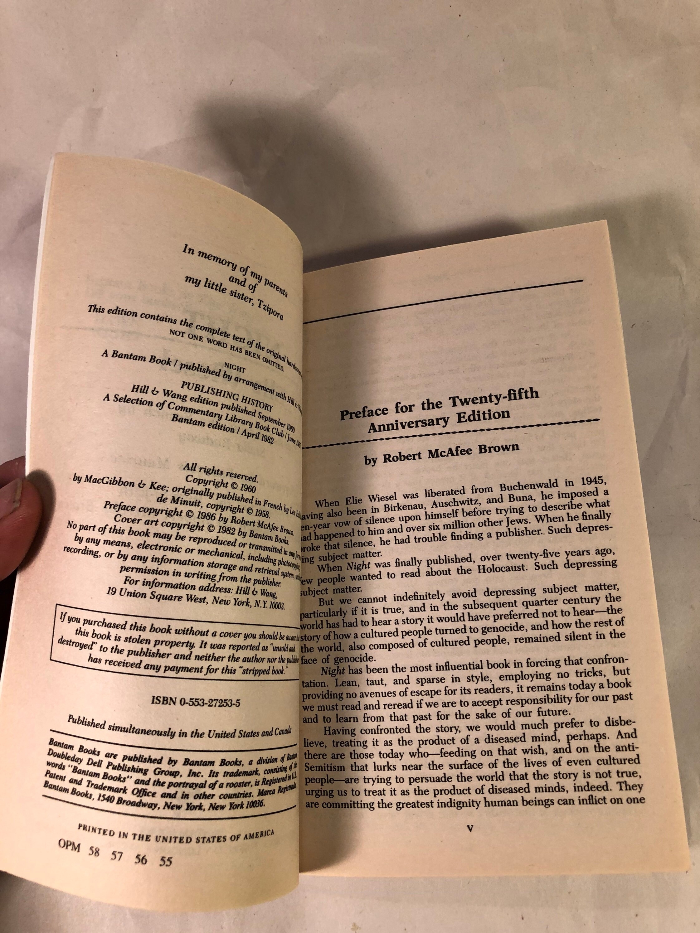 Night by Elie Wiesel. 25th anniversary edition. Paperback. | Etsy