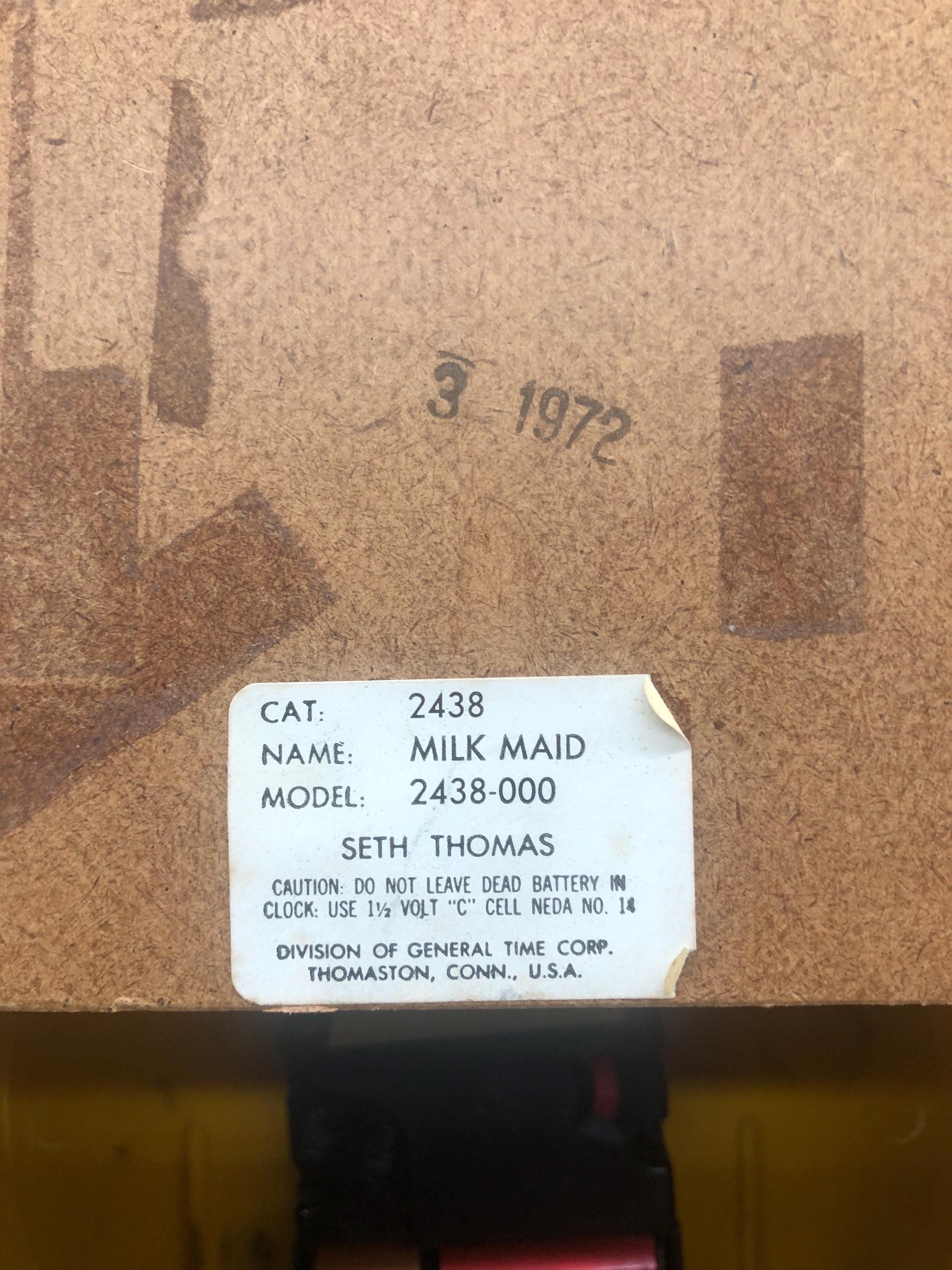 Vintage Seth Thomas Milk Maid Clock – Rustic Brown Milk Jug Decor 1970s ...