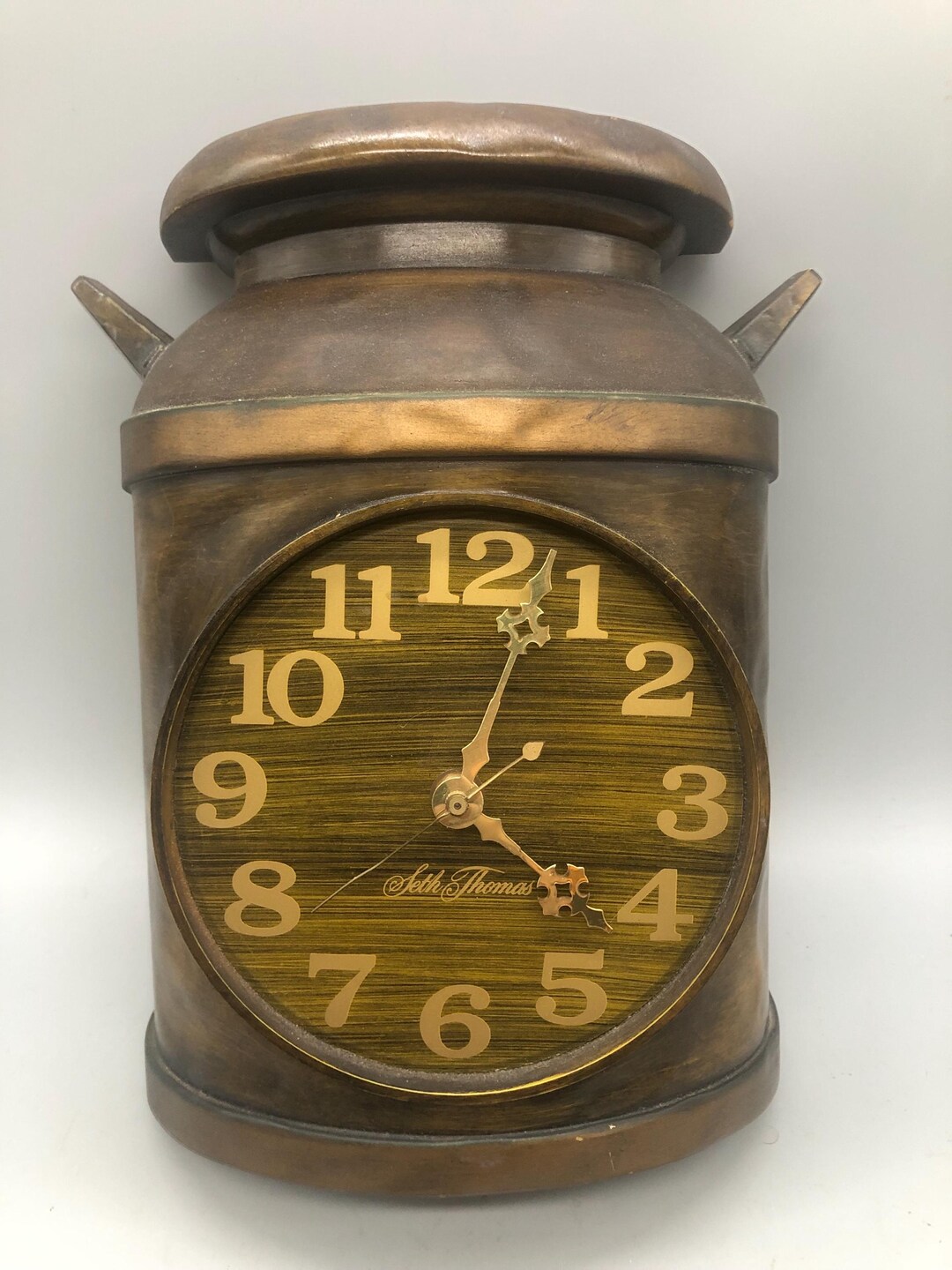 Vintage Seth Thomas Milk Maid Clock – Rustic Brown Milk Jug Decor 1970s ...