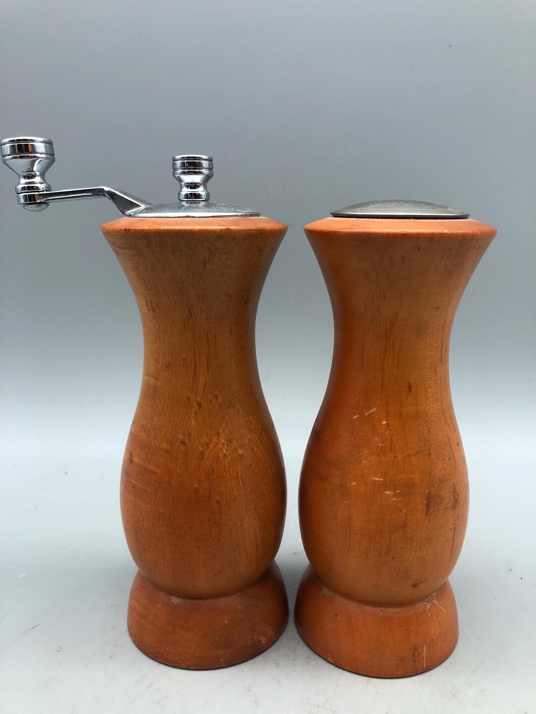 Vintage Olde Thompson Wood Salt Shaker and Pepper Grinder. - Etsy