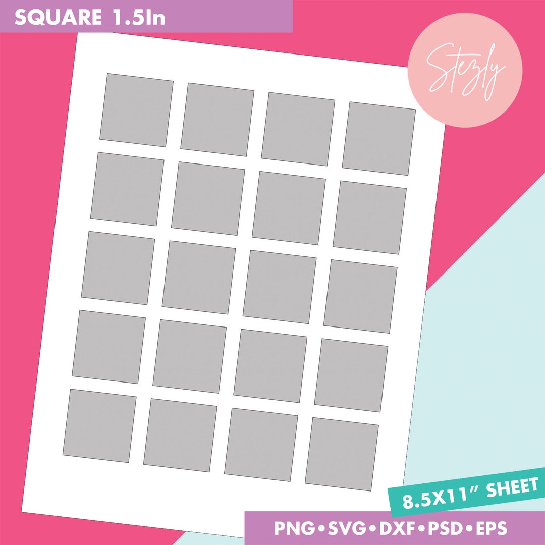 1.5 Inch Square Blank Template, 38 Mm Square Sticker Collage, 1.5 ...