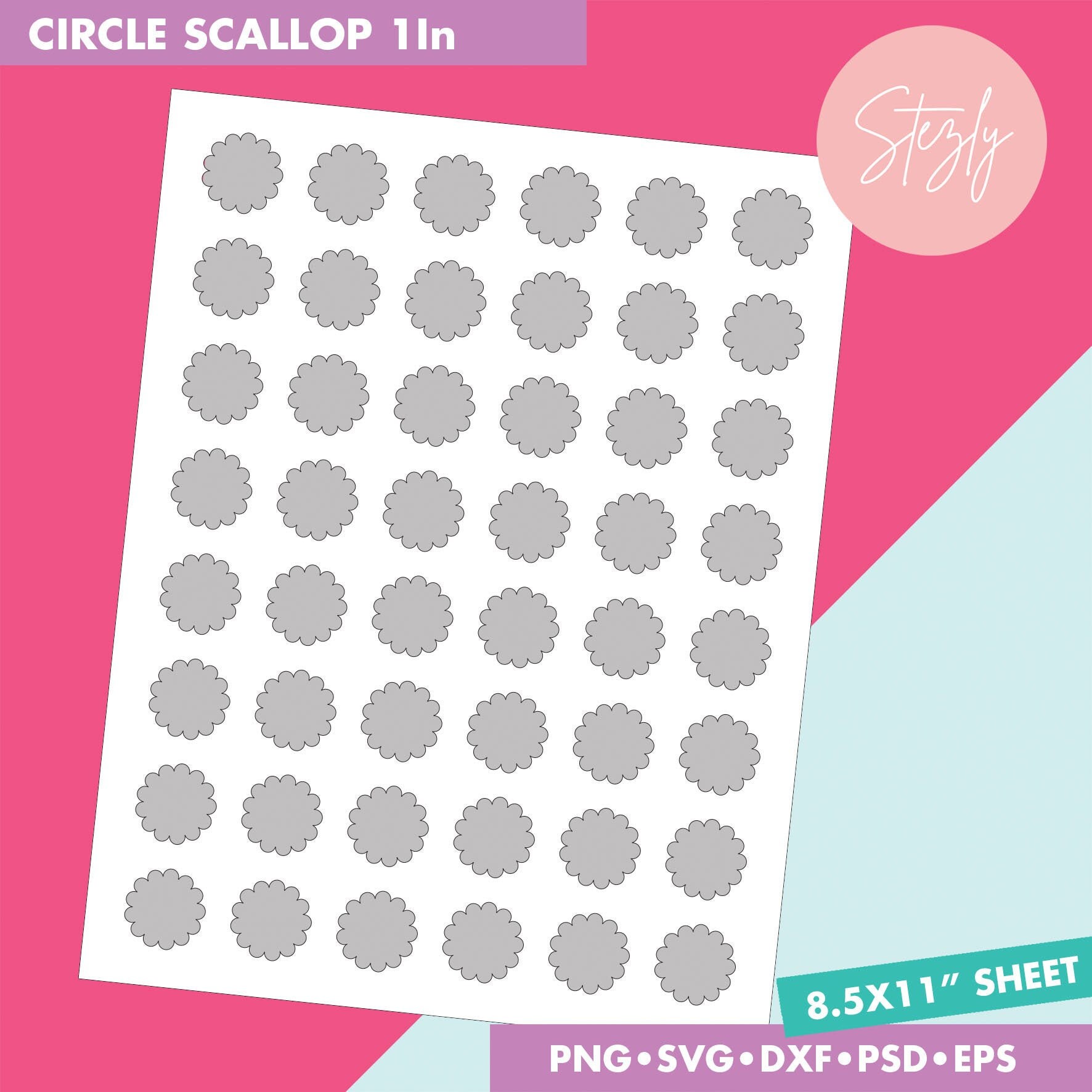 1 inch Circle Blank Scallop Template 25 mm Round Scallop | Etsy