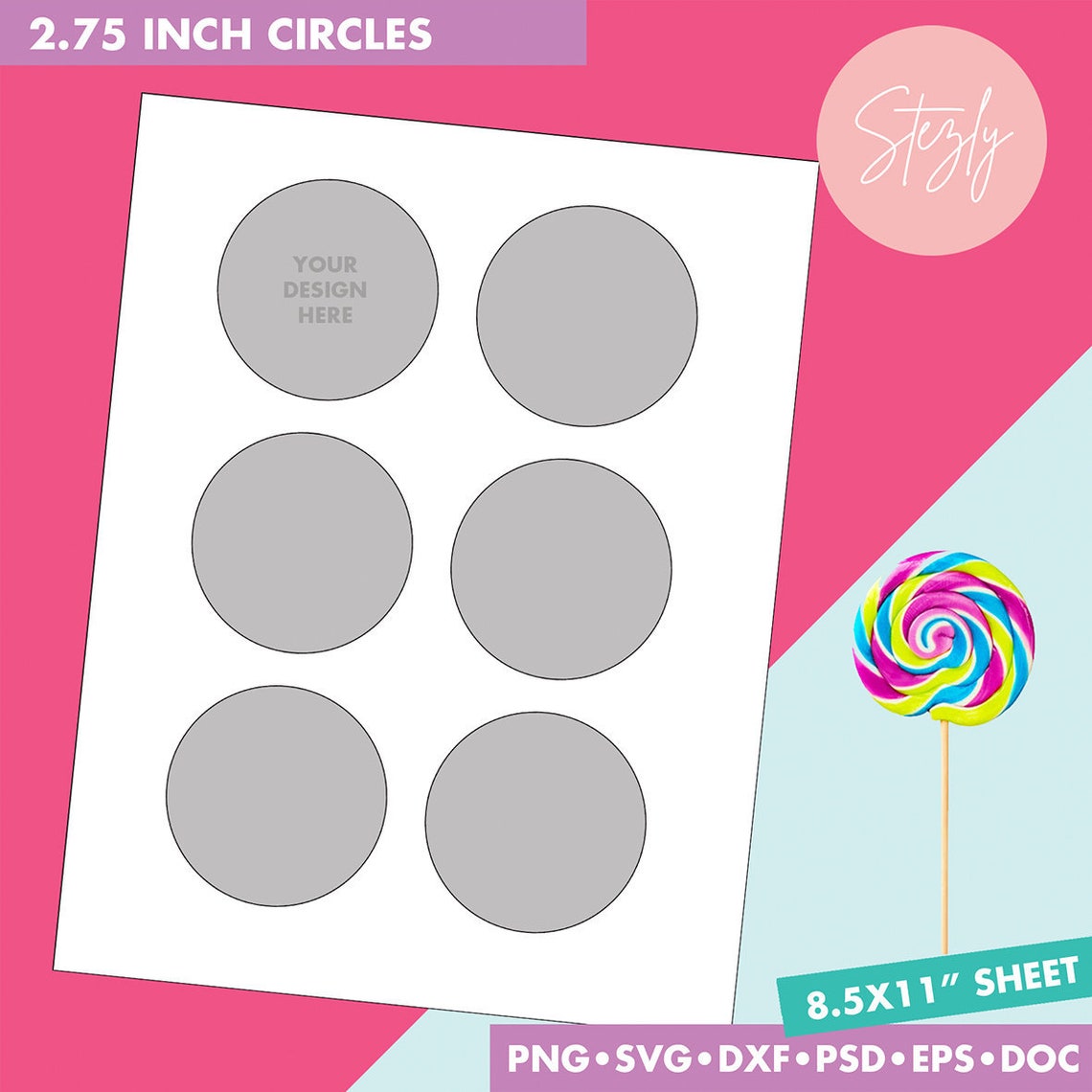 2.75 Inch Circle Template, Circles Template, Stickers Template, Design ...