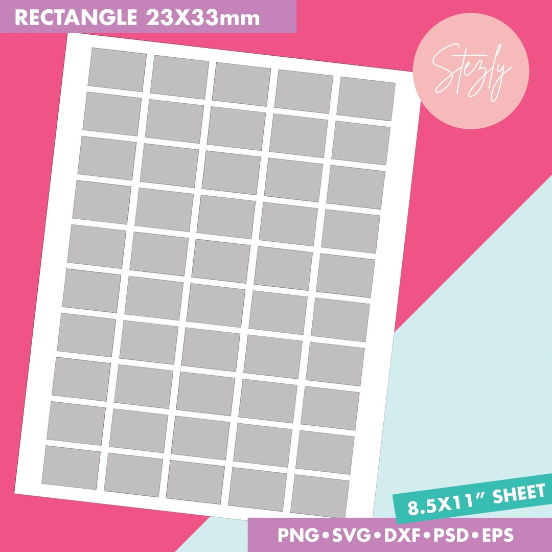 Rectangle Template 23x33mm, Name Label Template, Svg, Dxf, Eps, Png ...