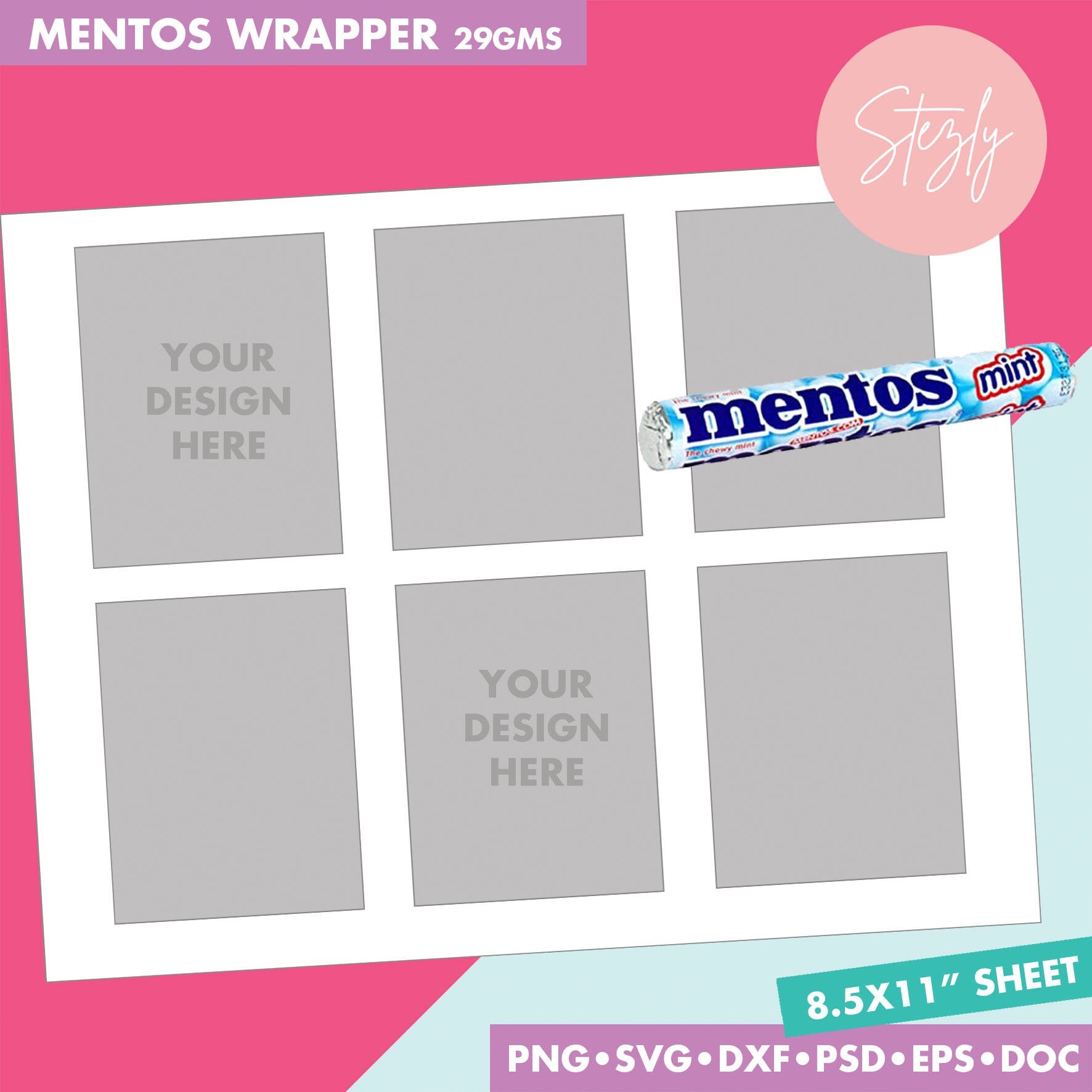 Mentos Candy Wrapper Template, DIY Template, Dxf, Png, Psd, Eps, Svg ...