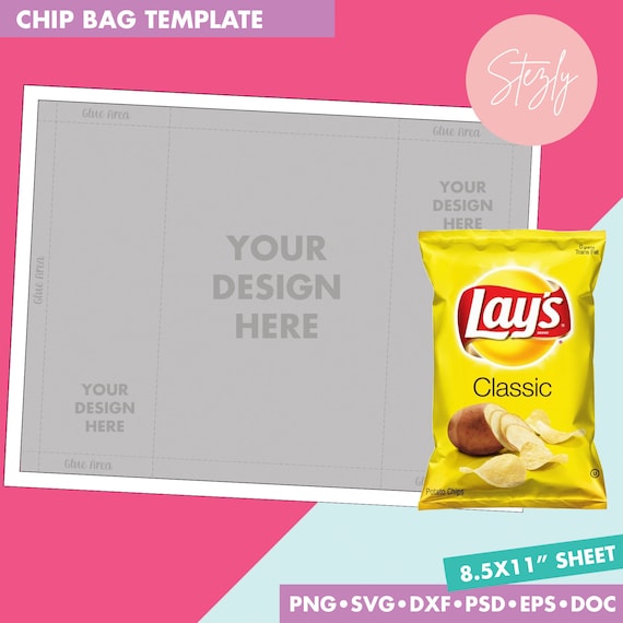 Chip Bag Template Blank template PSD PNG Microsoft Word | Etsy