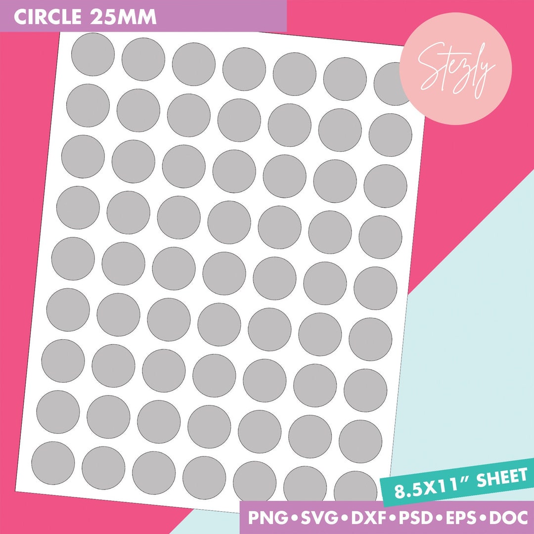 25 Mm Circle Template, Circles Template, Stickers Template, Design ...