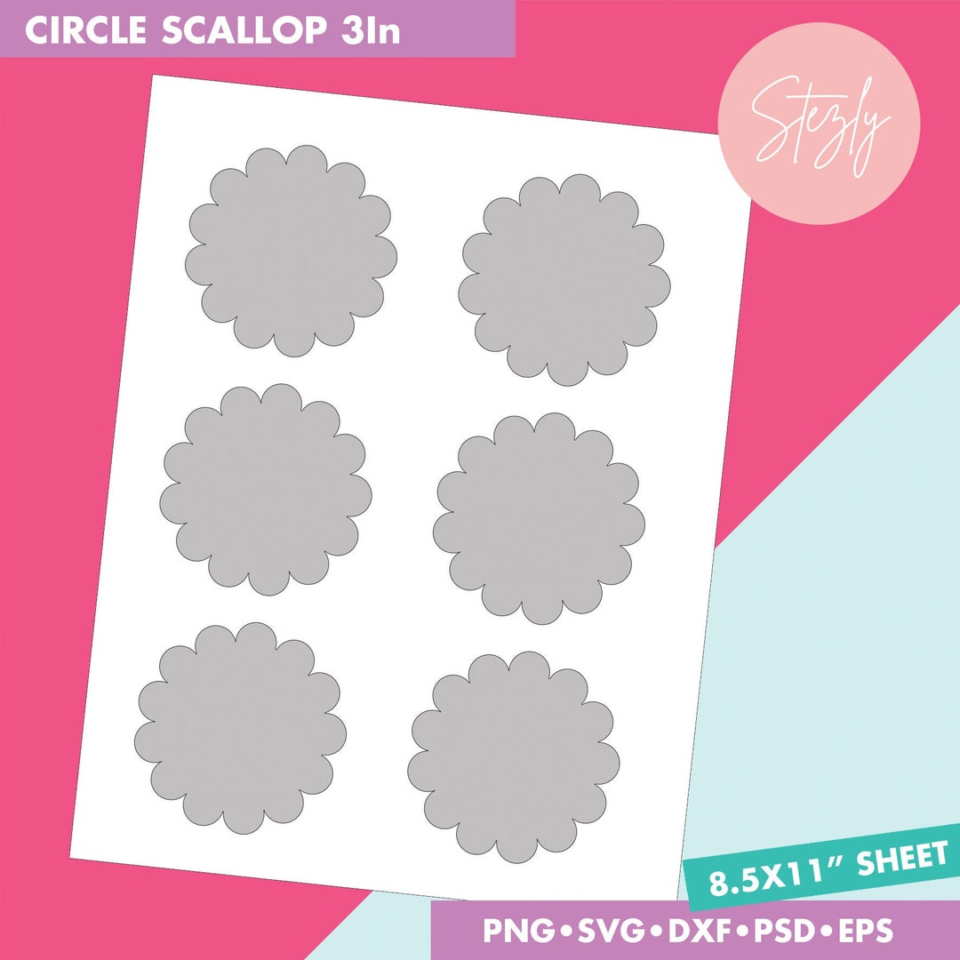 3 Inch Circle Scallop Blank Template, 76 Mm Round Scallop Sticker ...