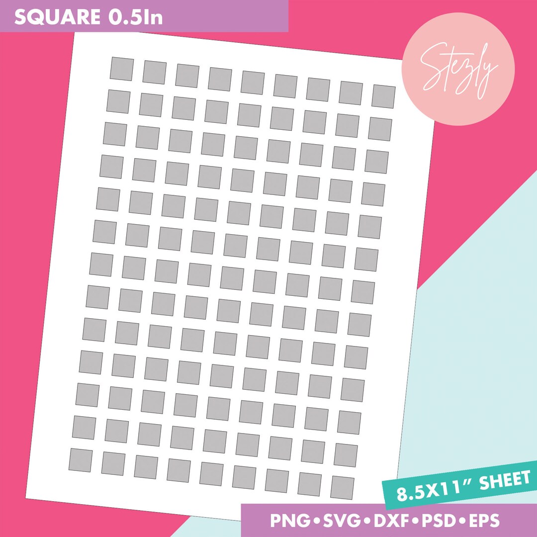 0.5 Inch Square Blank Template, 12 Mm Square Sticker Collage, 0.5 ...