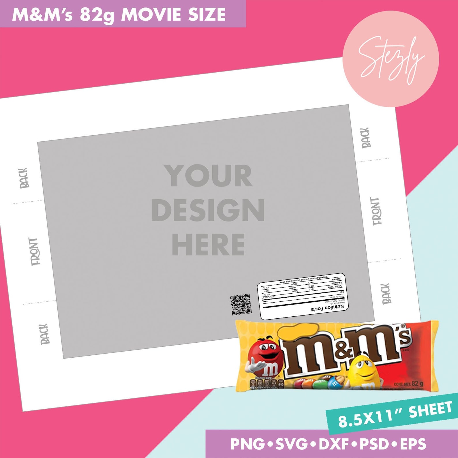 M&m's 82g Blank Wrapper Template With Nutritional Facts - Etsy