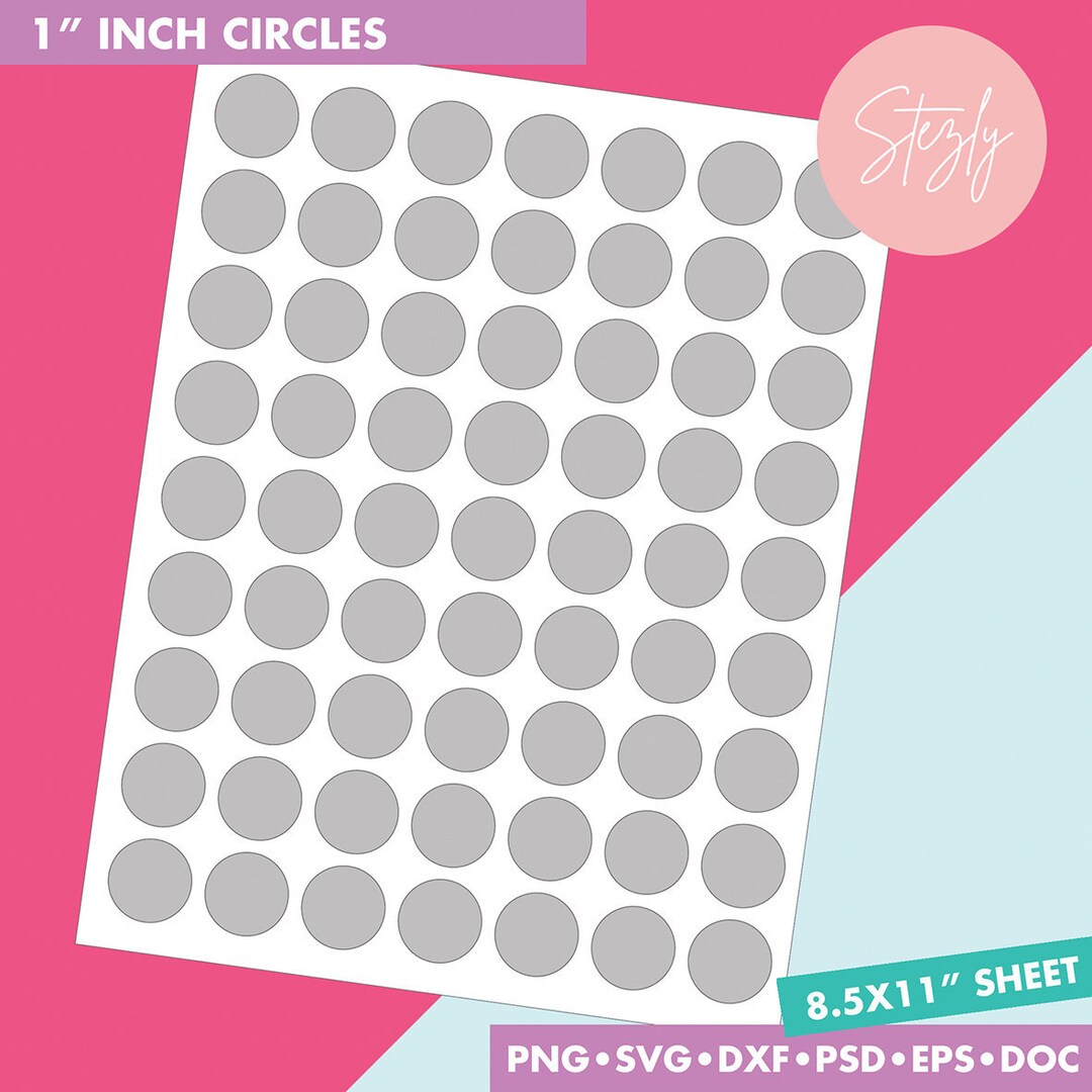 1inch Circle Template, Circles Template, Stickers Template, Design ...