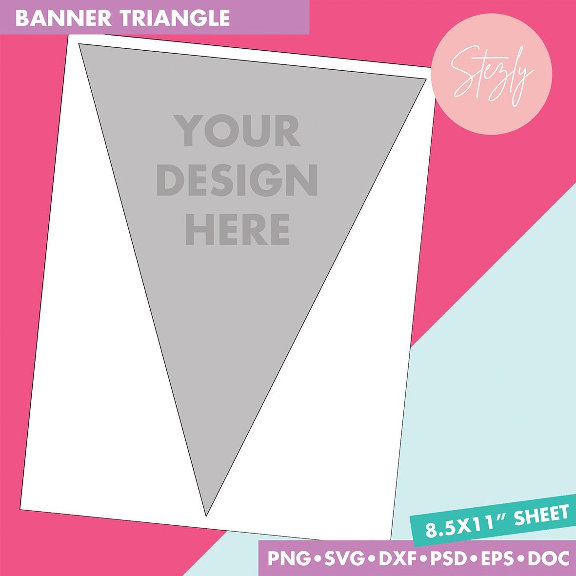 Party Banner Triangle Digital Template Editable Blank - Etsy