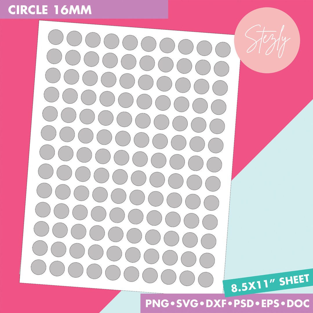 16 Mm Circle Template, Circles Template, Stickers Template, Design ...