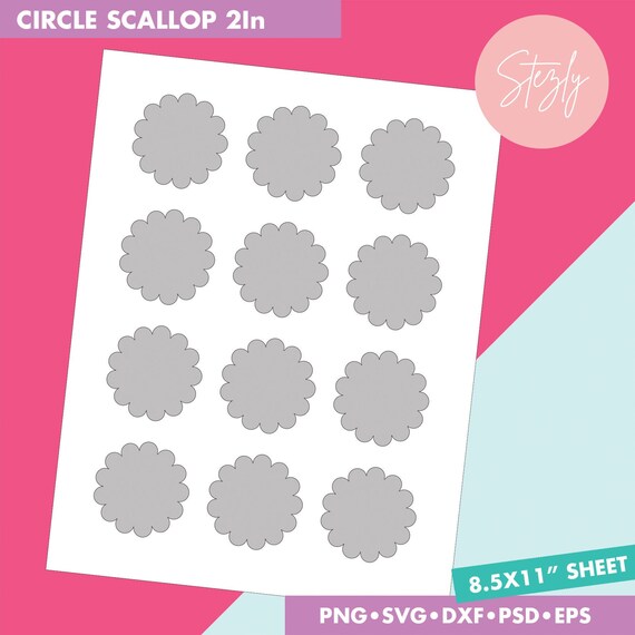 2 inch Circle Scallop Blank Template 51 mm Round Scallop | Etsy