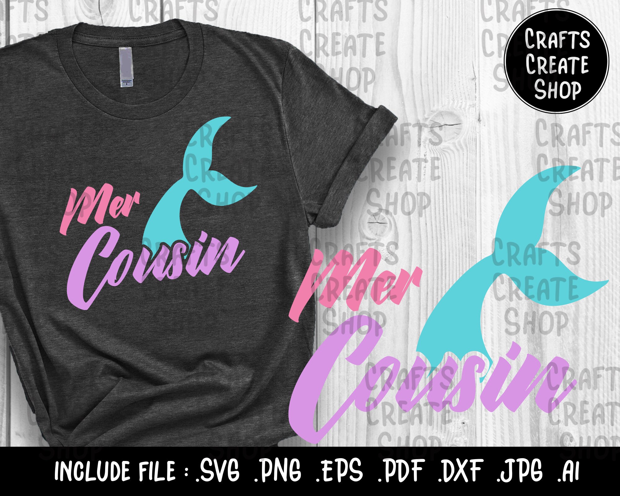 Mermaid SVG Mer Cousin SVG Mermaid Cousin Svg Mermaid Tail | Etsy