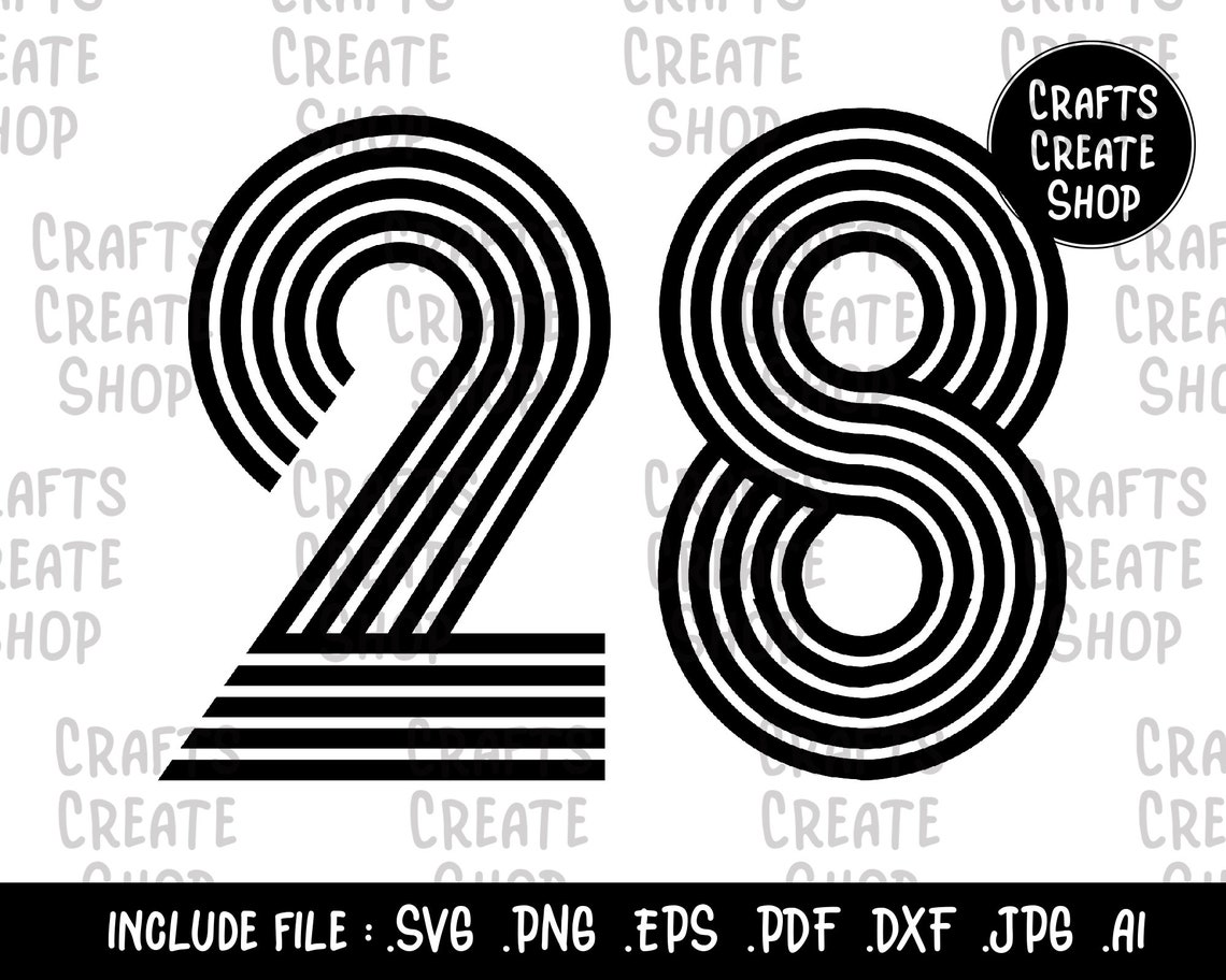 Number 28 Vintage 28 Years 28th Birthday Twenty Eight Svg - Etsy