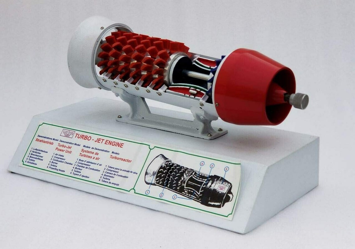 Turbojet Engine Gas Turbine Rotary Engine Cut Section Demonstration ...