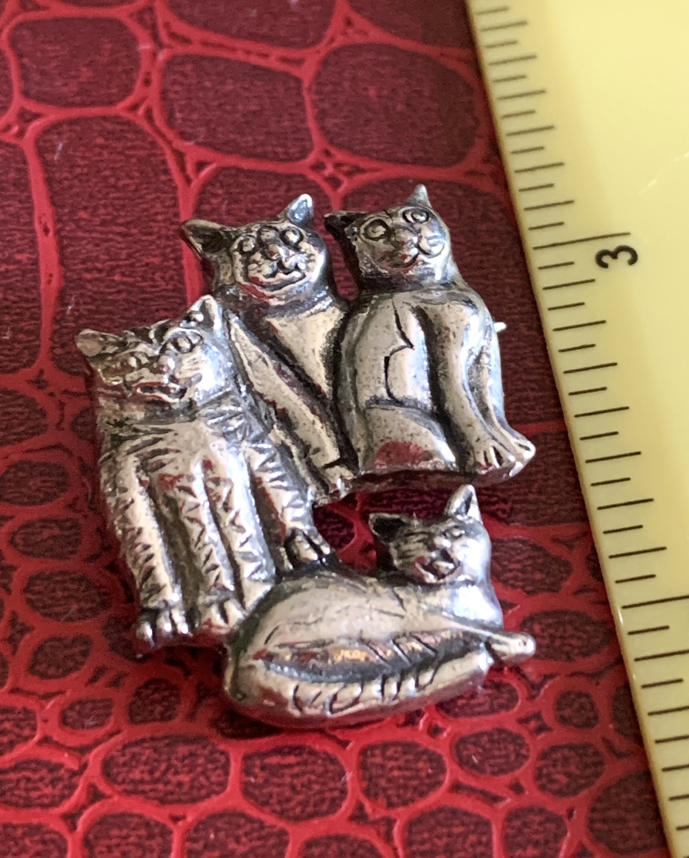 Adorable Vintage Sterling Silver Cats / Kitten Pin Brooch - Etsy