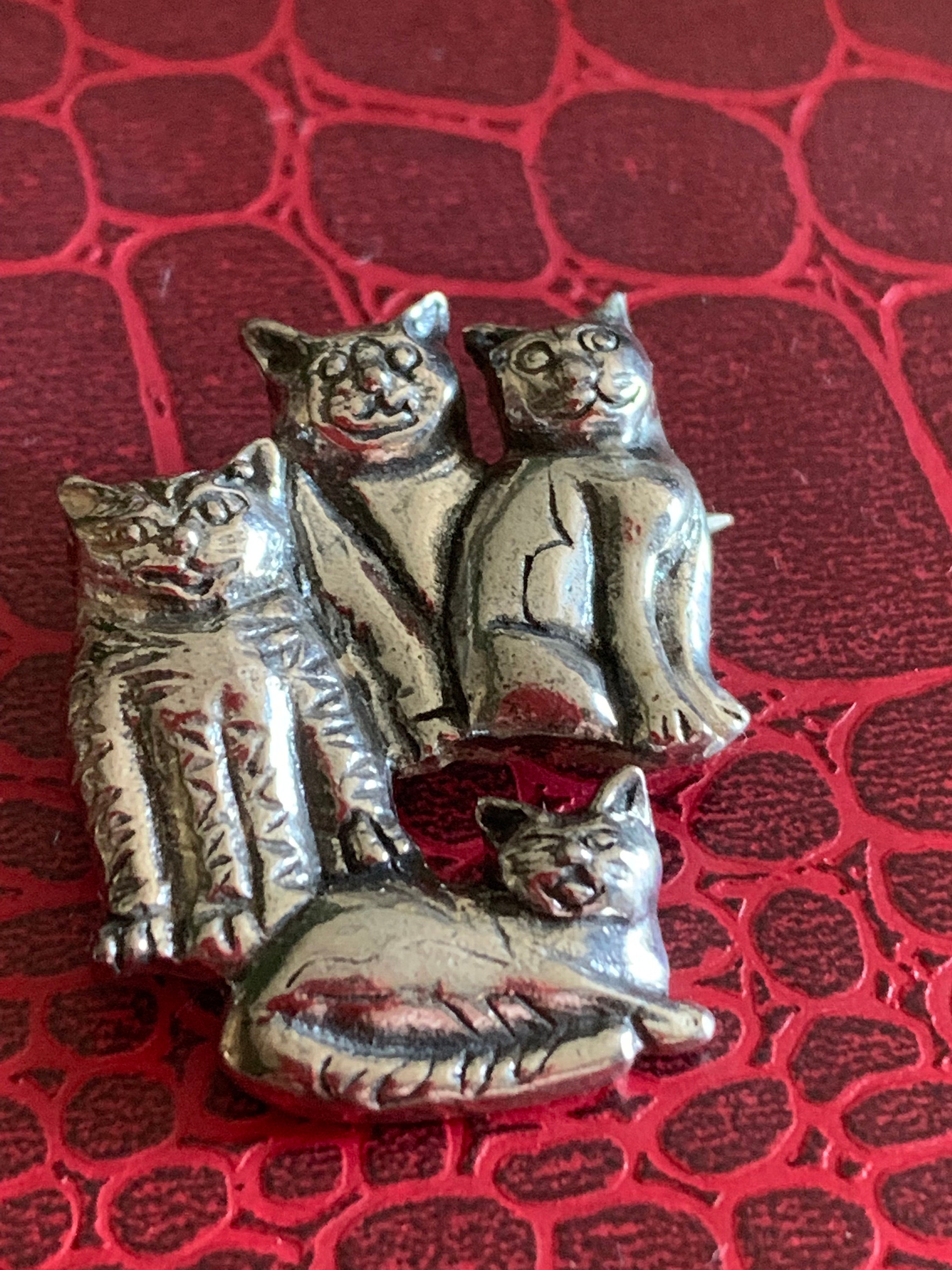 Adorable Vintage Sterling Silver Cats / Kitten Pin Brooch - Etsy