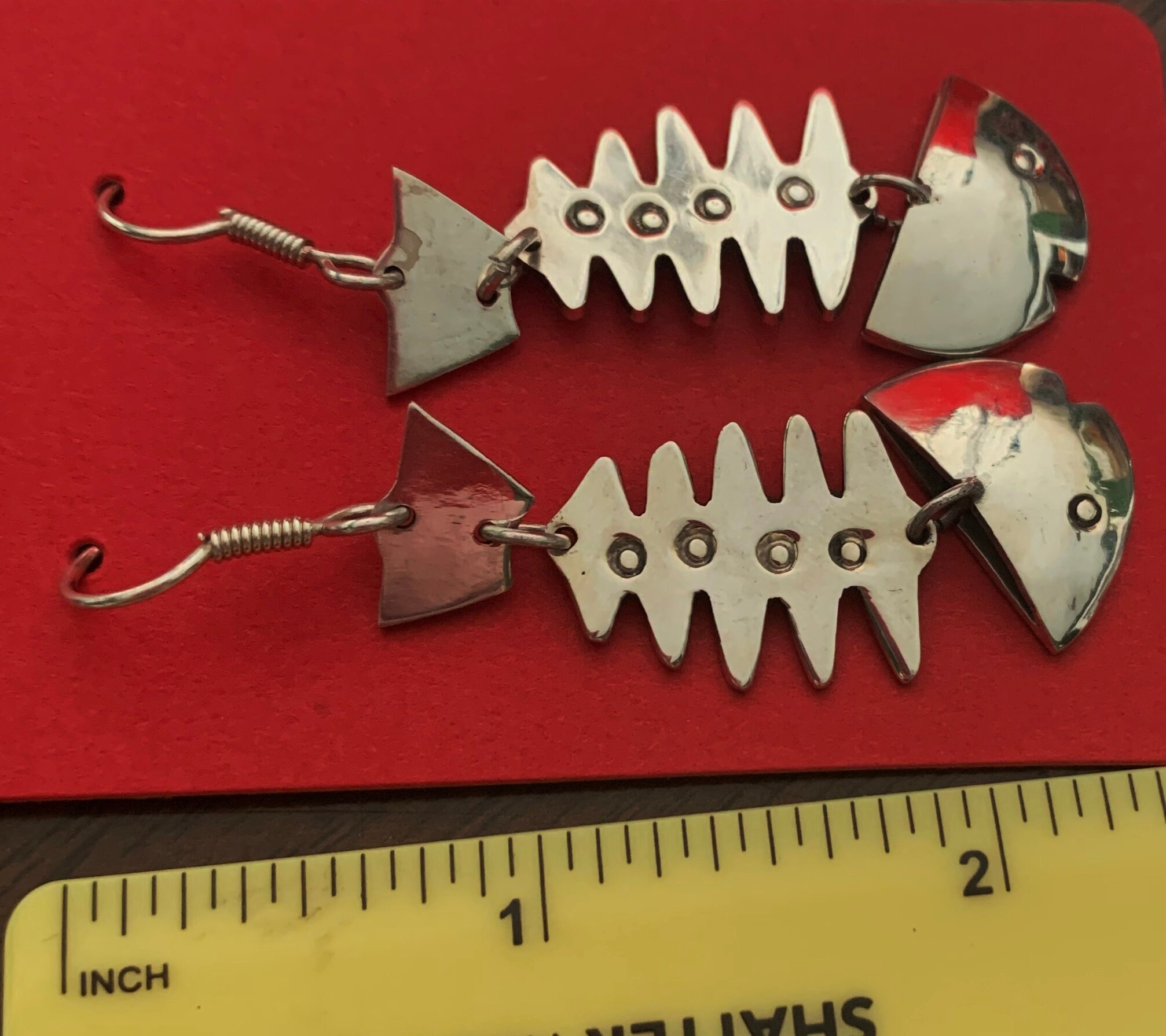 Large Vintage Taxco Articulated Fish Bone Skeleton Sterling Silver Wire ...