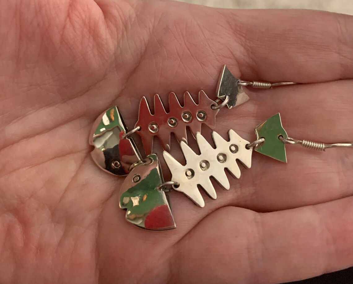 Large Vintage Taxco Articulated Fish Bone Skeleton Sterling - Etsy