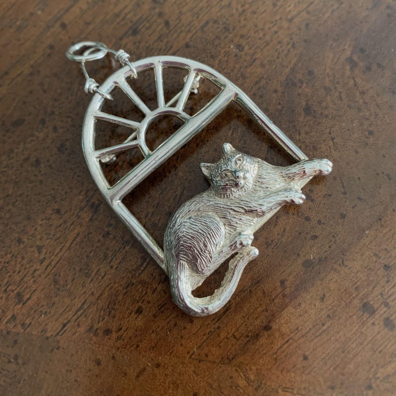 Sterling Cat Pin - Etsy