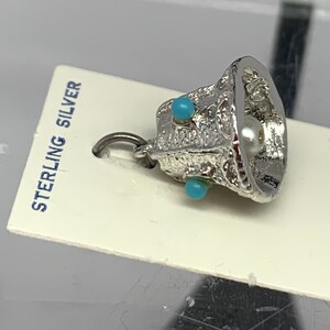 Nice Vintage Sterling Silver Bell Charm With Turquoise and Pearl ...
