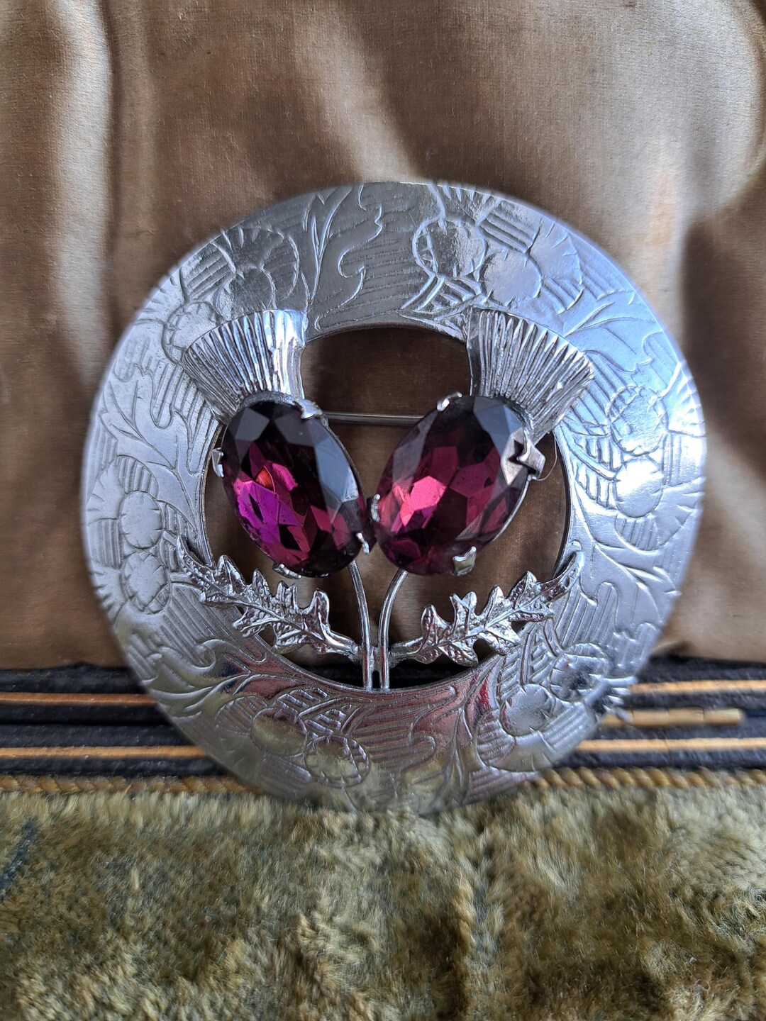 Huge Scottish Vintage Thistle Brooch,vintage Scottish Thistle Plaid ...