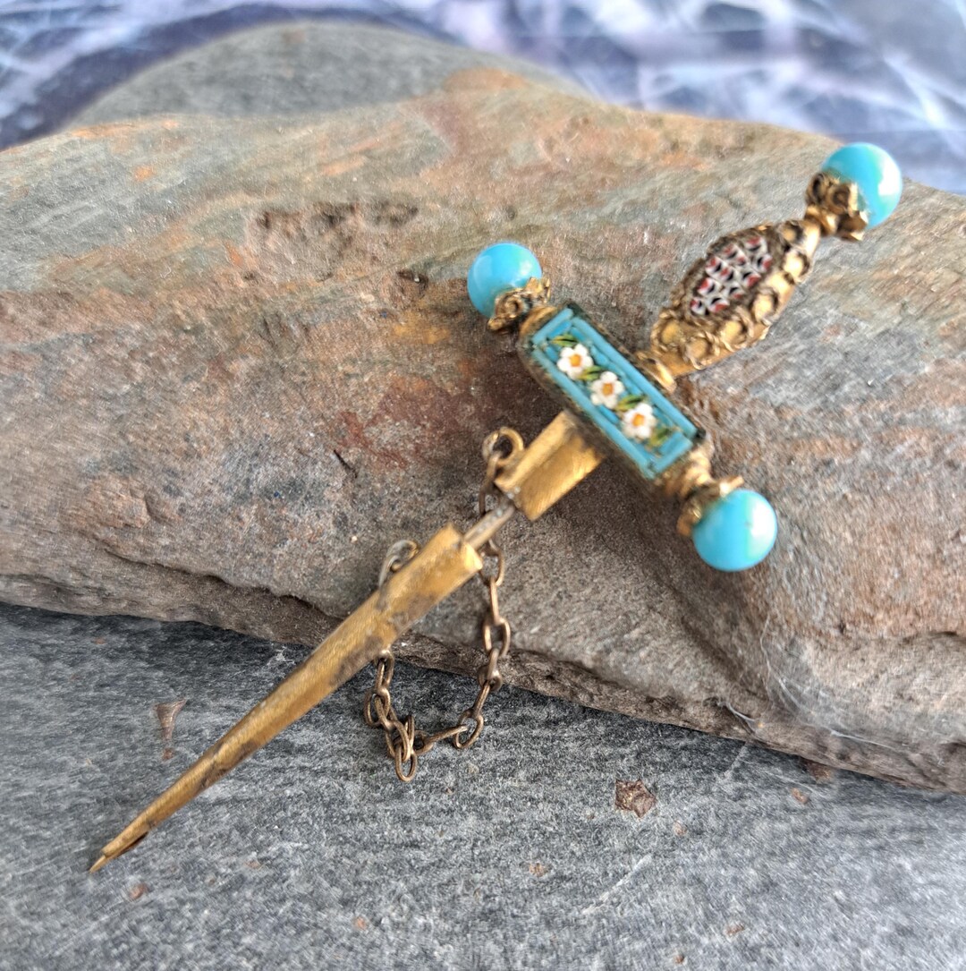 1920s,antique Dagger Micromosaic Brooch,antique Micromosaic Brooch,gift ...