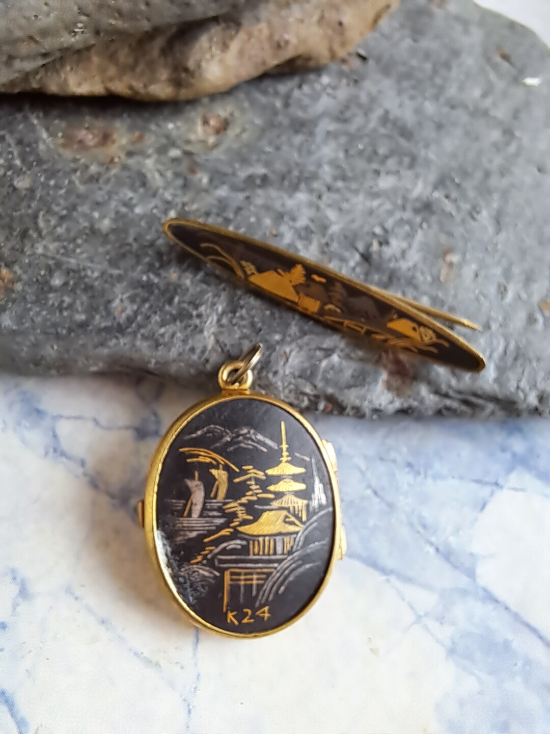 1930s2 X Art Deco Japanese Locketantique Japanese - Etsy