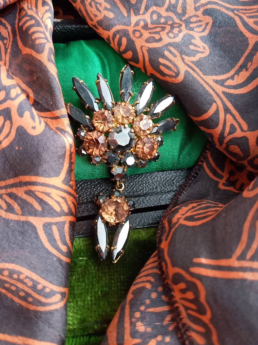 Vintage Amber Rhinestone Dropper Brooch: 1950s/60s English Paste Pin - Etsy