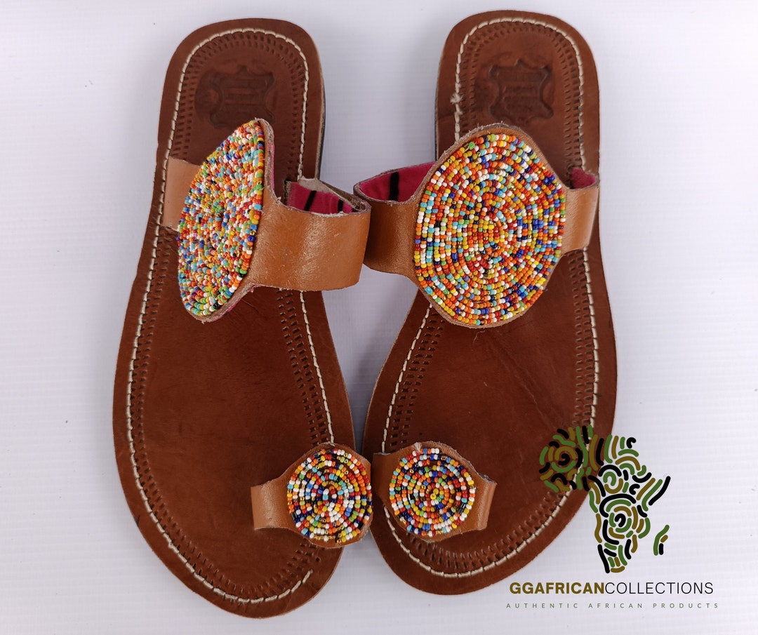 Beaded Sandal,african Sandal,leather Sandal - Etsy