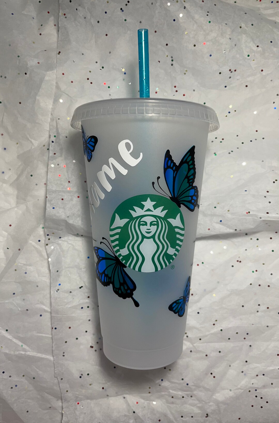 Blue Butterfly Starbucks Cold Cup - Etsy
