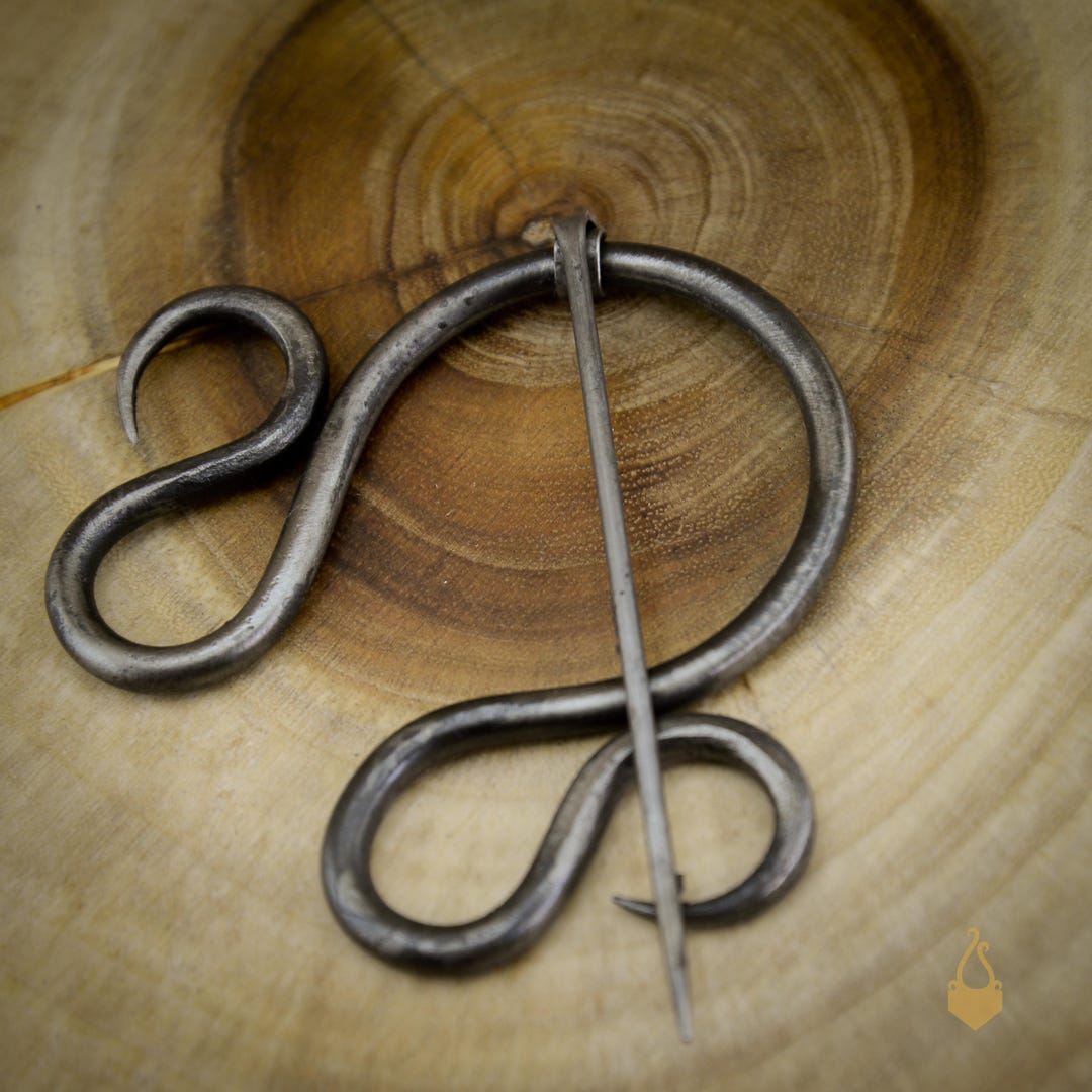 Hand Forged Penannular Brooch in Solid Steel. Large Cloak Pin With ...