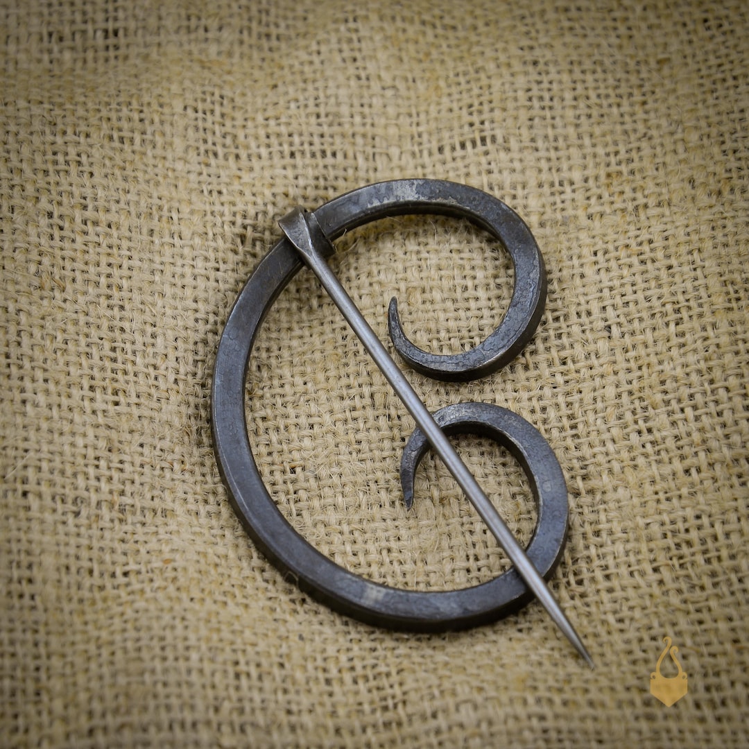 Hand Forged Penannular Brooch. Large Steel Cloak Pin for Knits and ...