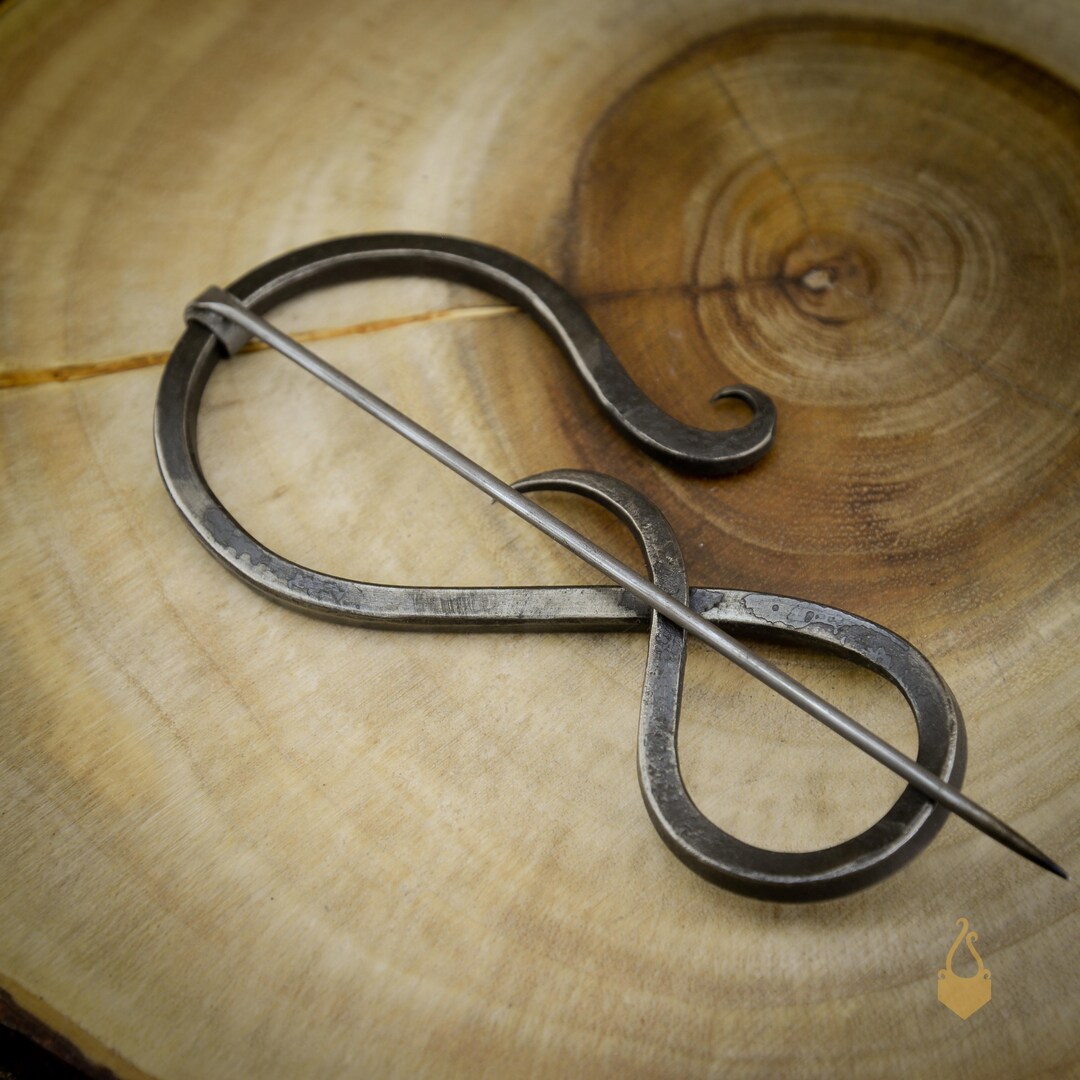 Hand Forged Penannular Brooch, Rustic Steel Pin, Large Viking Style ...
