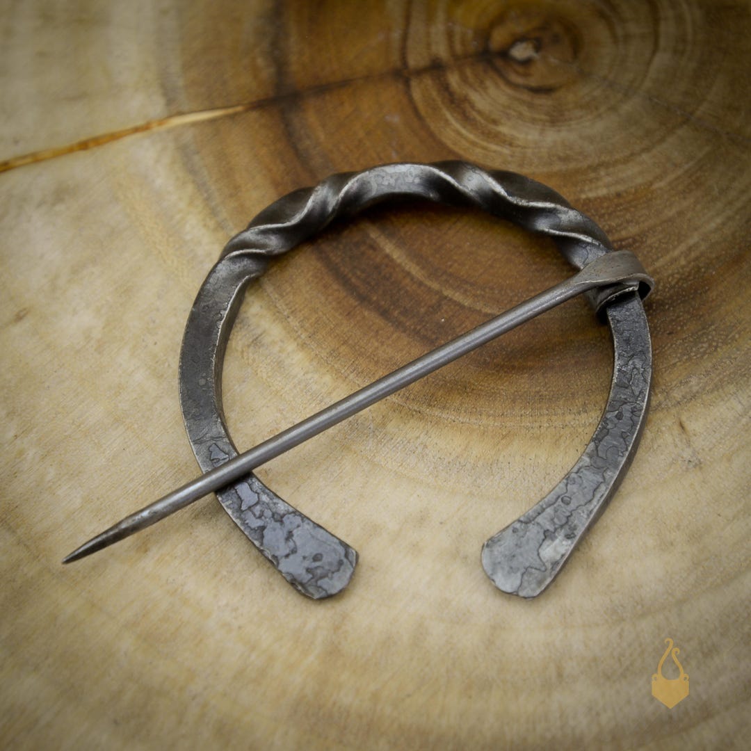 Hand Forged Penannular Brooch in Steel. Large Viking-style Cloak Pin ...