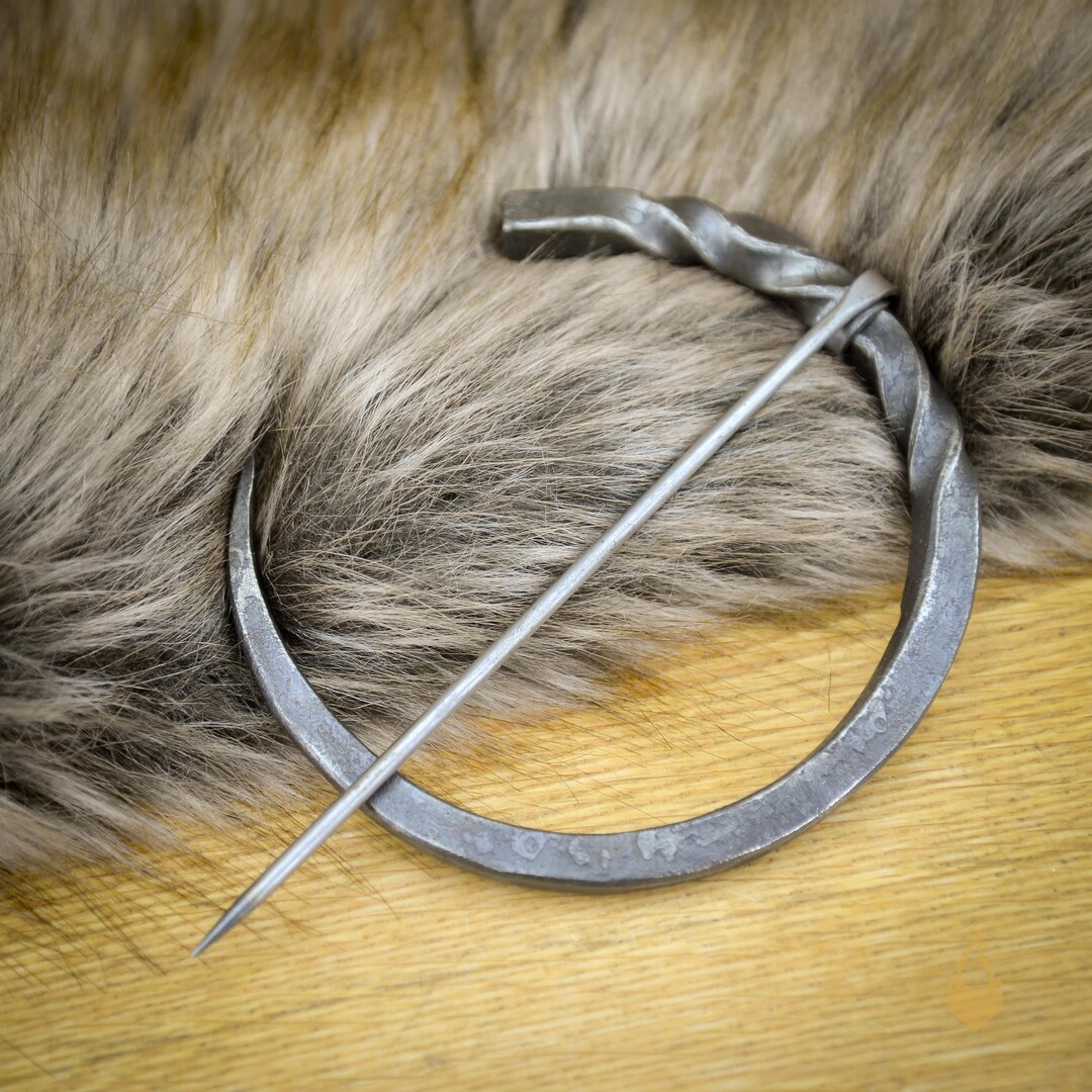 Penannular Brooch Made of Solid Steel. Large Cloak Pin, Hand Forged in ...